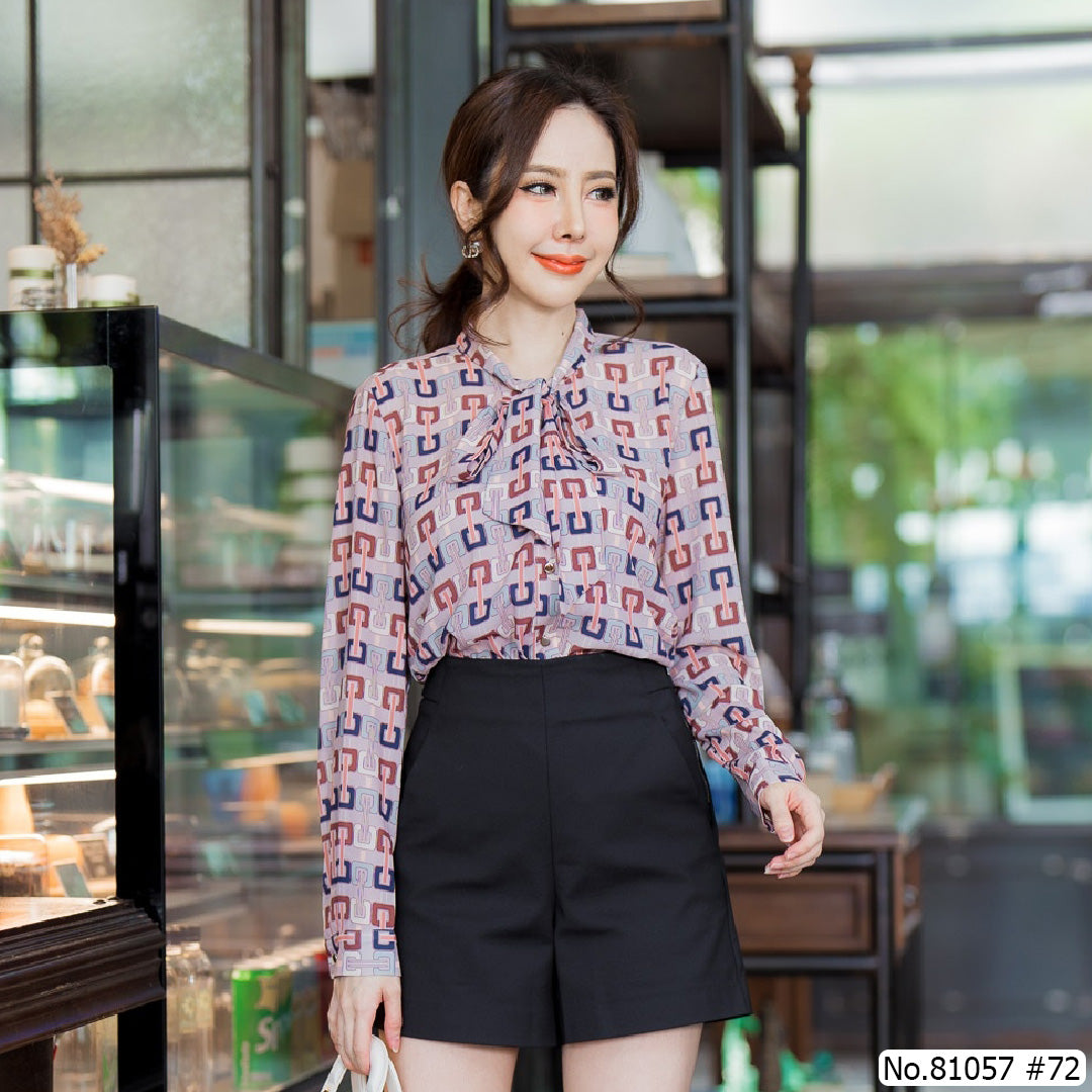 Vertier : No.81057 เสื้อแขนยาวพิมพ์ลาย | Printed Long Sleeve Blouse ...
